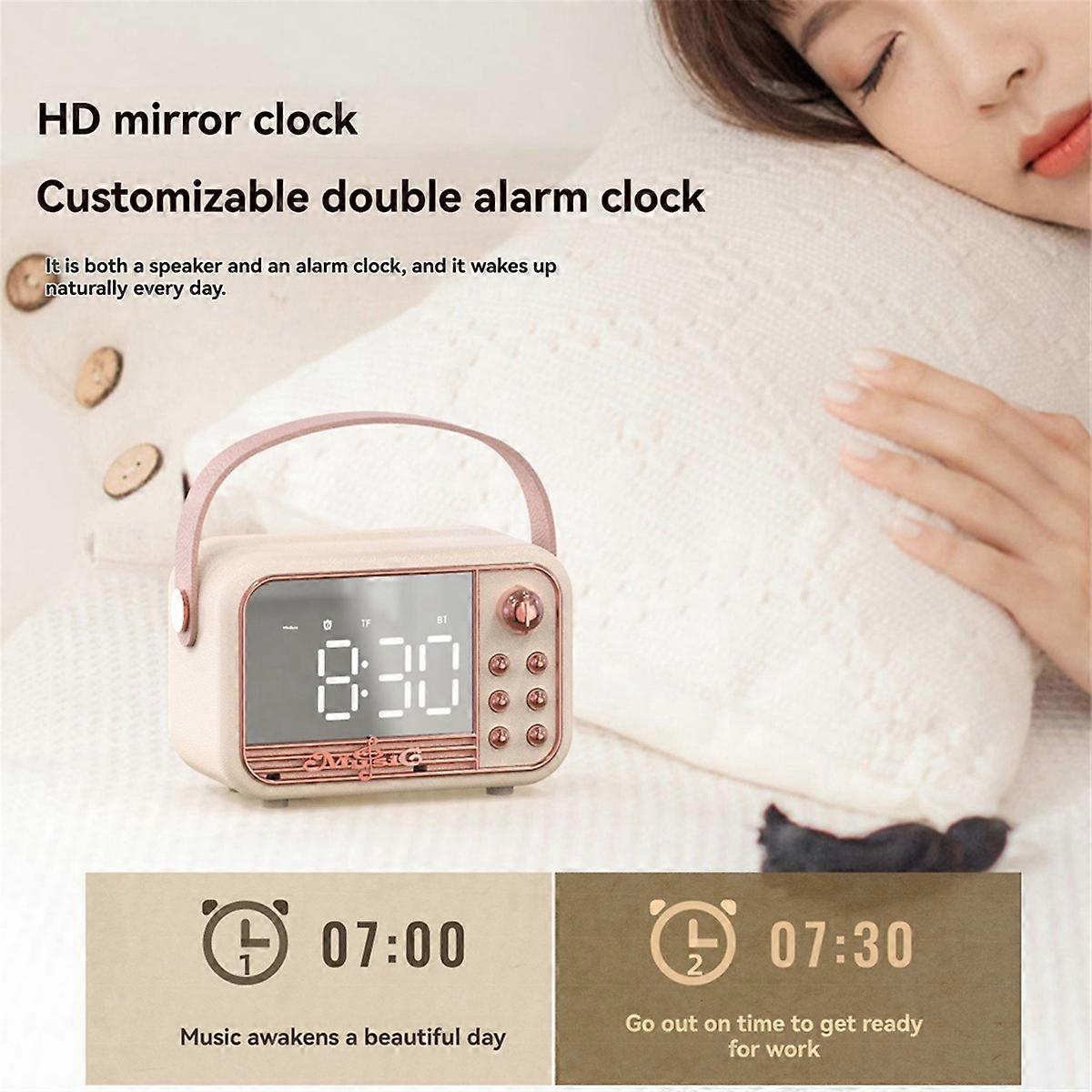 Alarm Clock Bluetooth 5.0 Speaker Support TF Card U Disk AUX 3D Sound ...