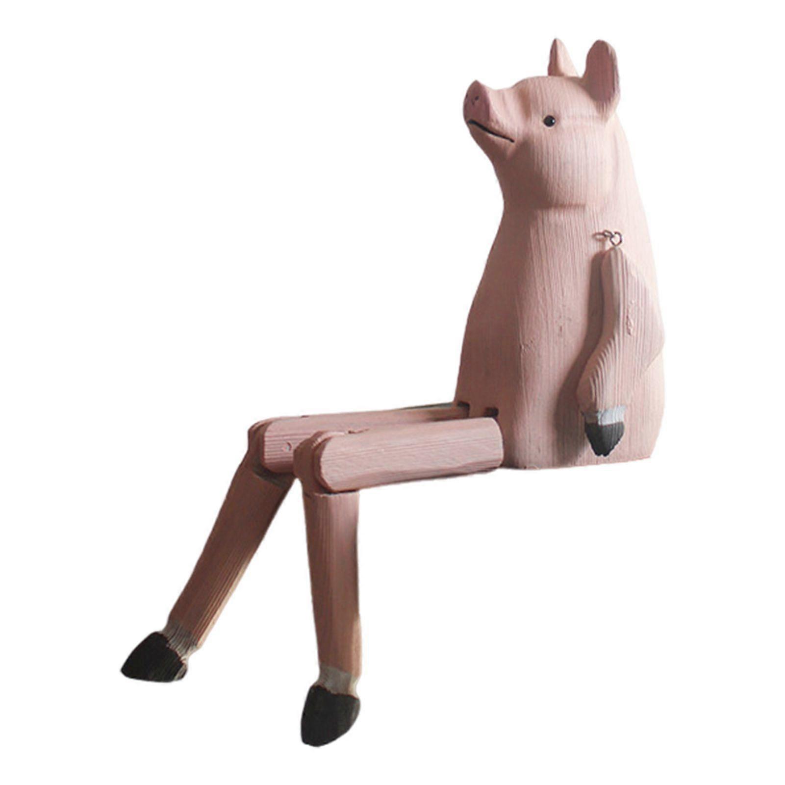Wooden Animal Ornament Hand-Crafted Rustic Animal Figurine with Movable ...