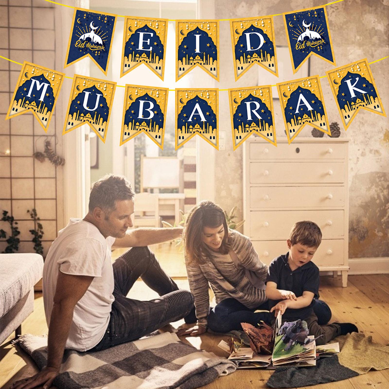 Eid Mubarak for Banner Moon Star Pull Flag Party Decorations Supplies ...