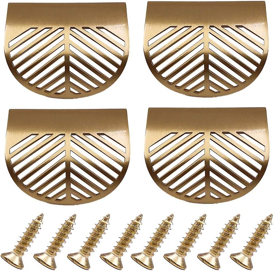 4pcs Leaf Shape Cupboard Drawer Cupboard Door Brass Gold Furniture ...
