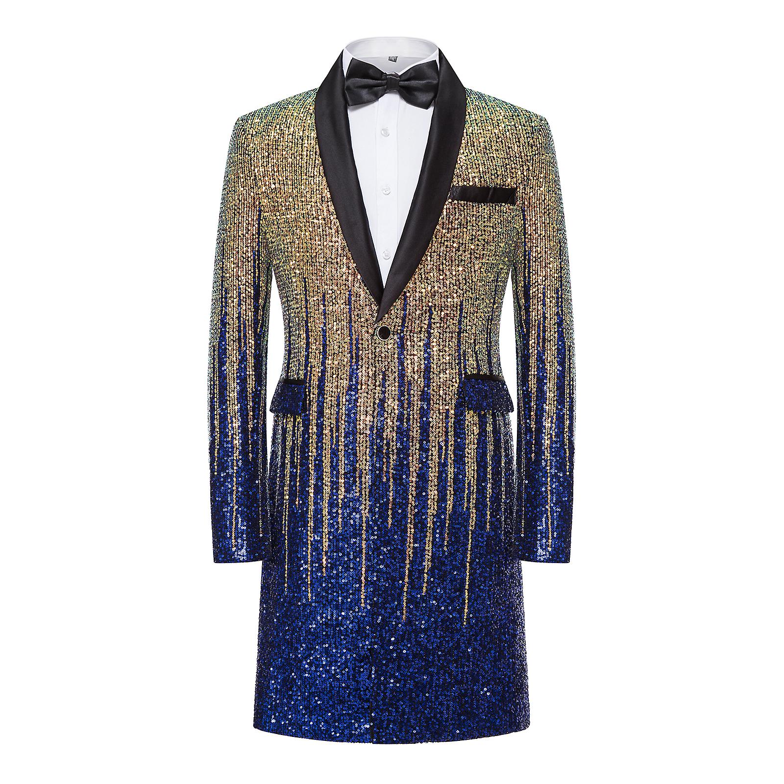 Men's Slim Fit Rock Band Singer Dance Suit Sequins Stage Banquet ...