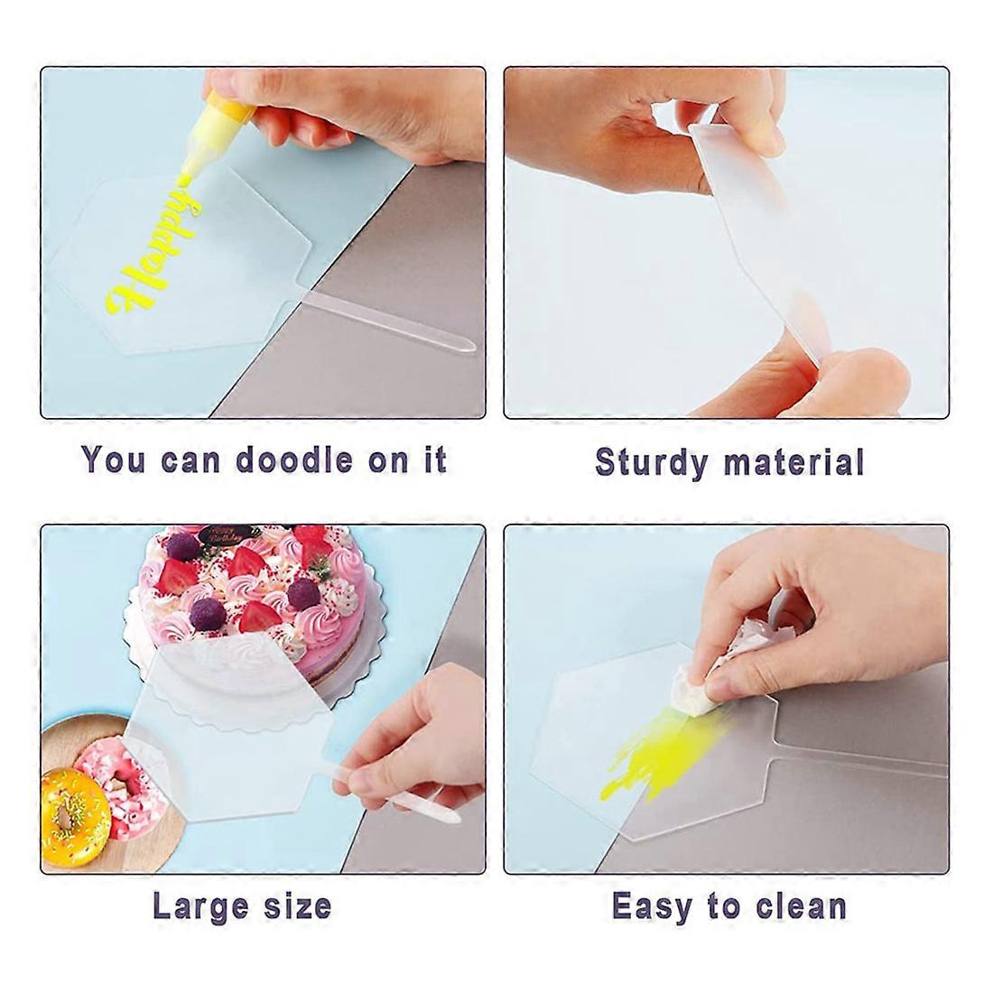 Acrylic Cake Toppers, 15Pcs Clear Blank Acrylic Cake Topper Hexagon DIY ...