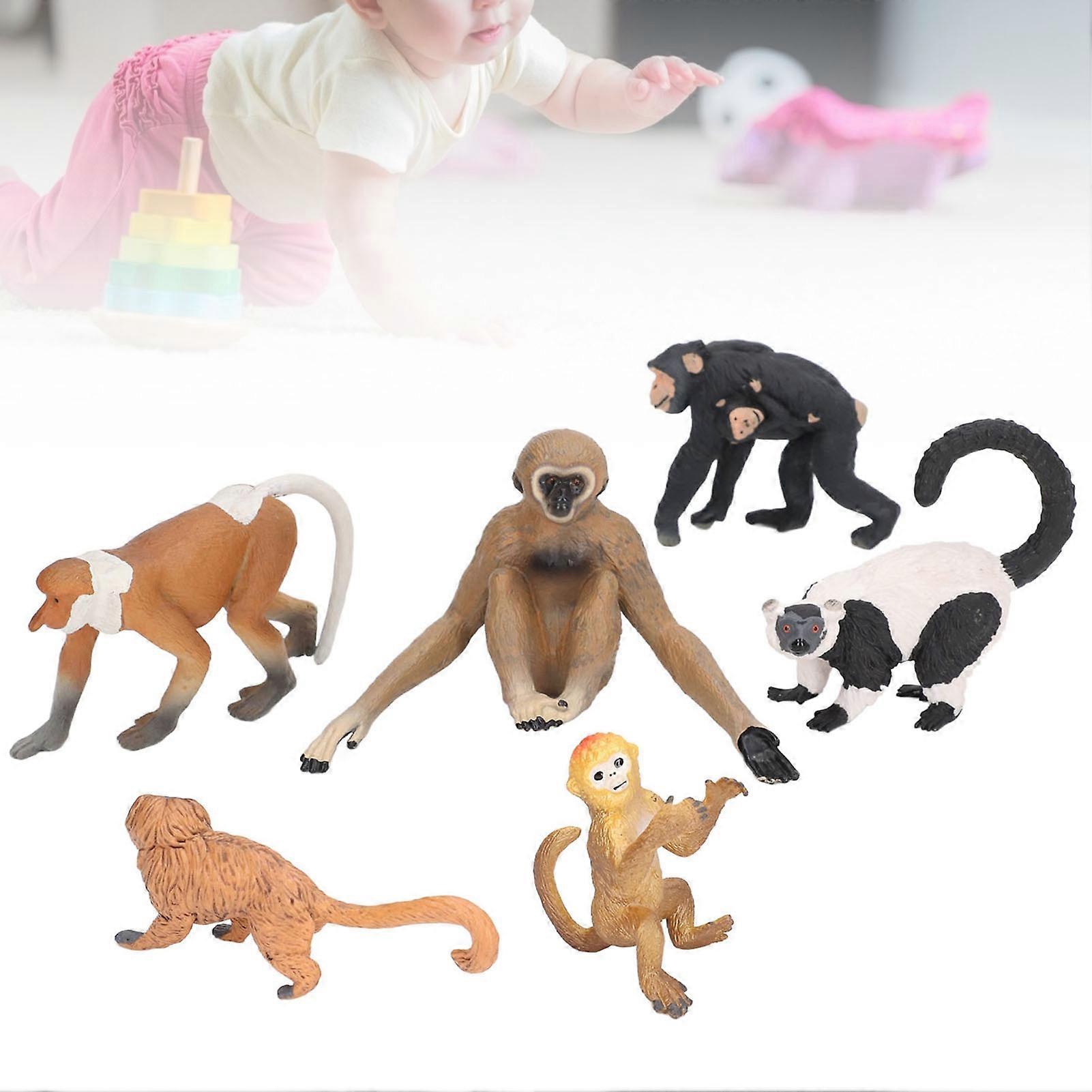 6pcs Monkey Models Playset Safe Simple Styling Simulation Kids ...