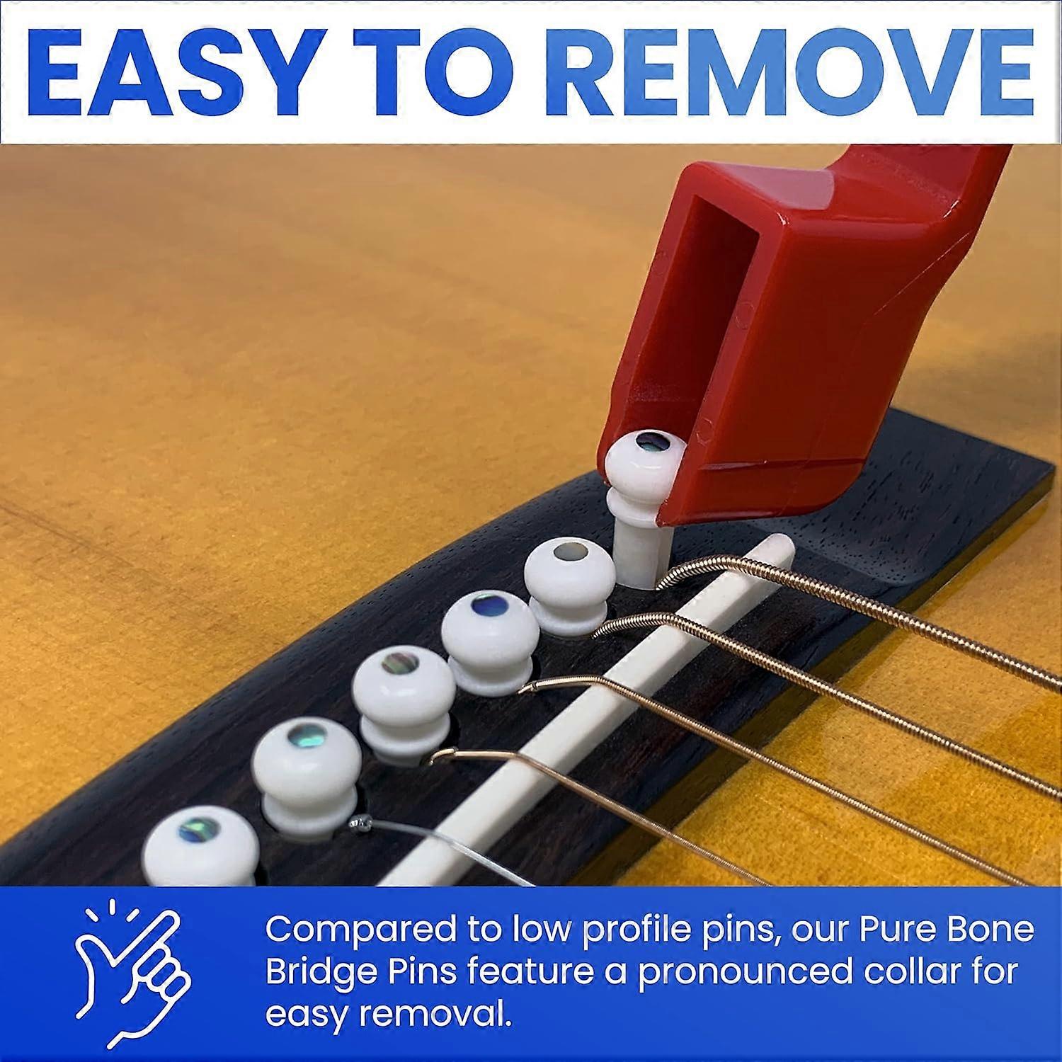 Pure Bone Bridge Pins with Abalone Dot Inlay for 6 & 12 String Acoustic ...