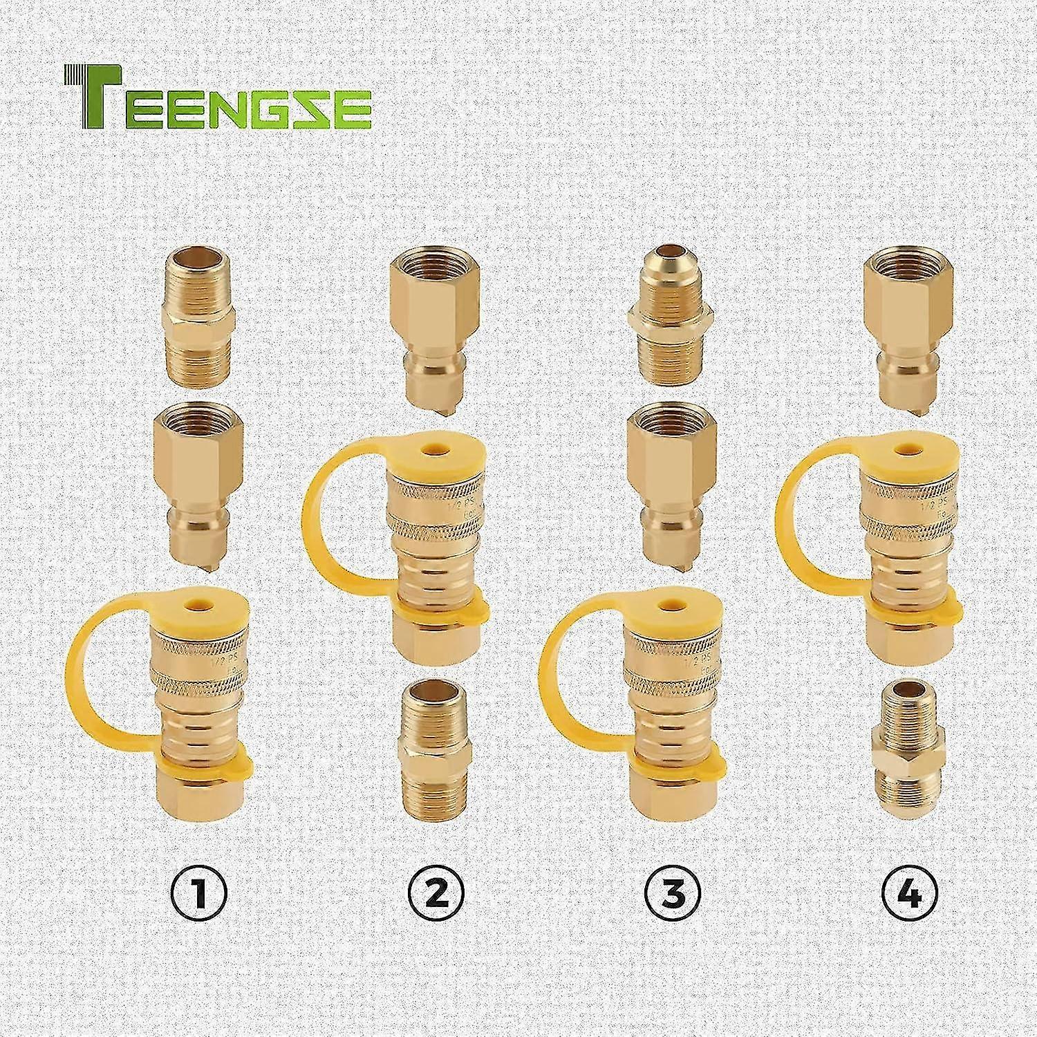 3/8inch Natural Gas Quick Connect Fittings, Propane Gas Grill Quick Connector Adapter Kit, Lp ...