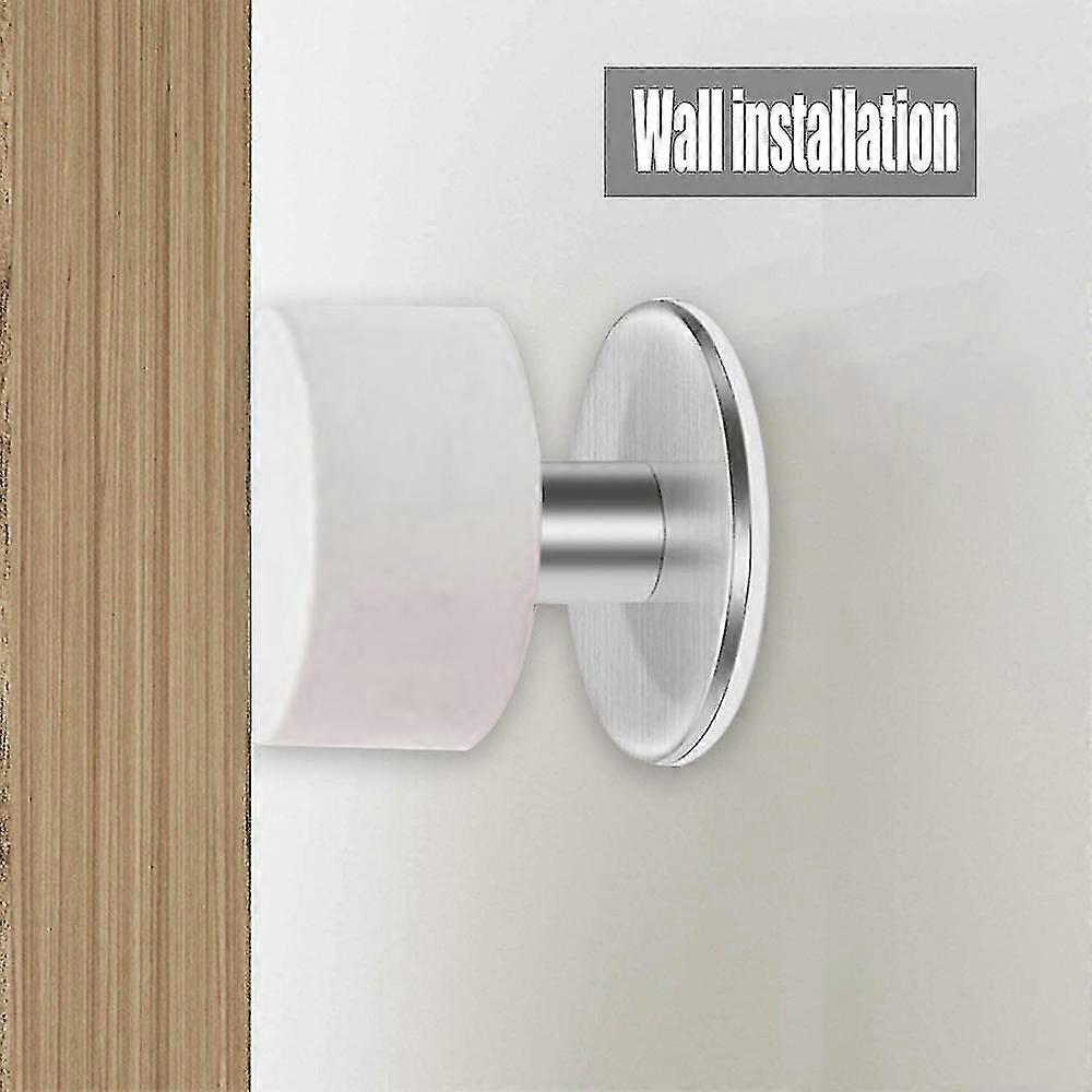 2pcs Self-adhesive Door Stoppers Robust Stainless Steel Rubber Stoppers ...