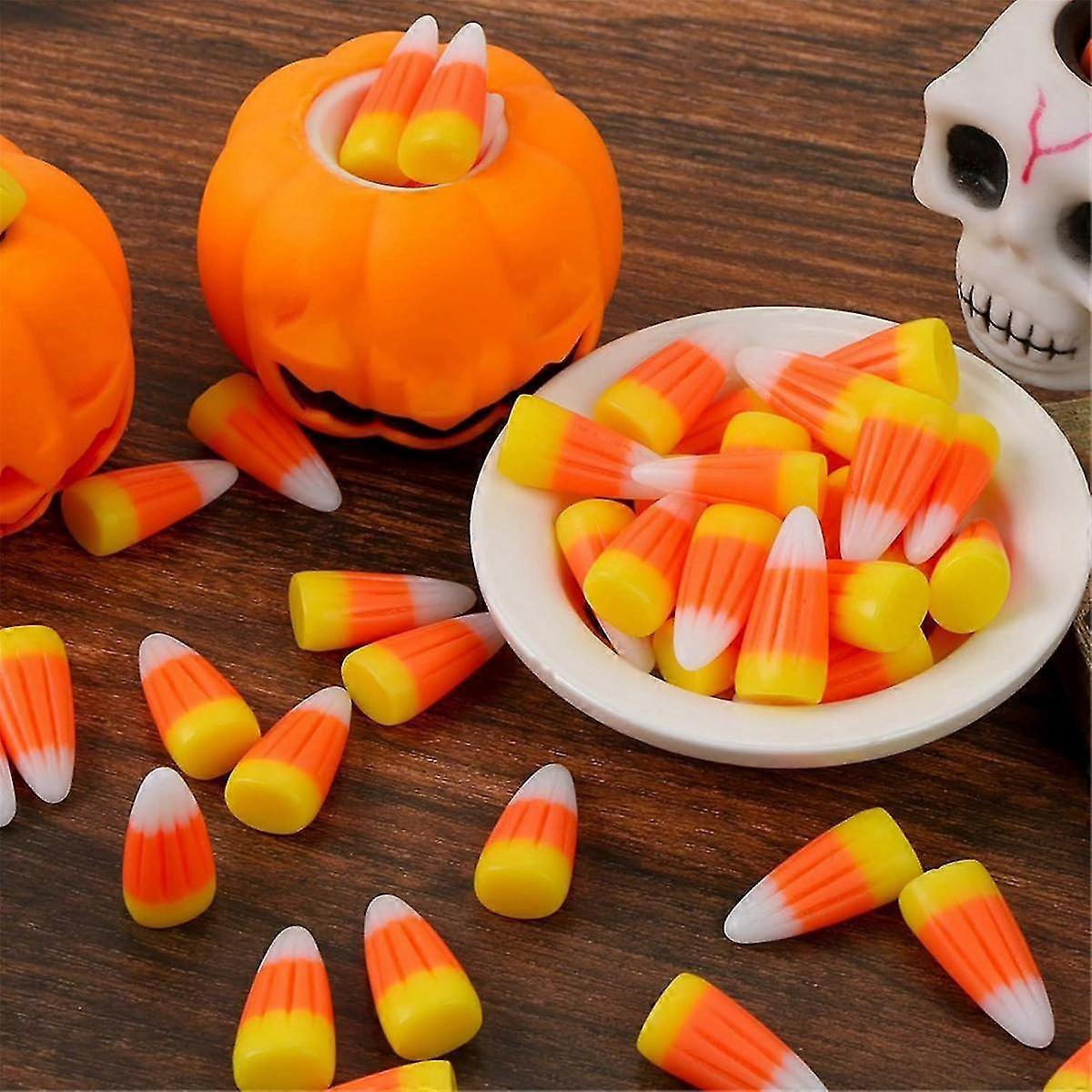 50Pcs Halloween Resin Candy Corn Artificial 3D Candy Corn Bead Fall ...