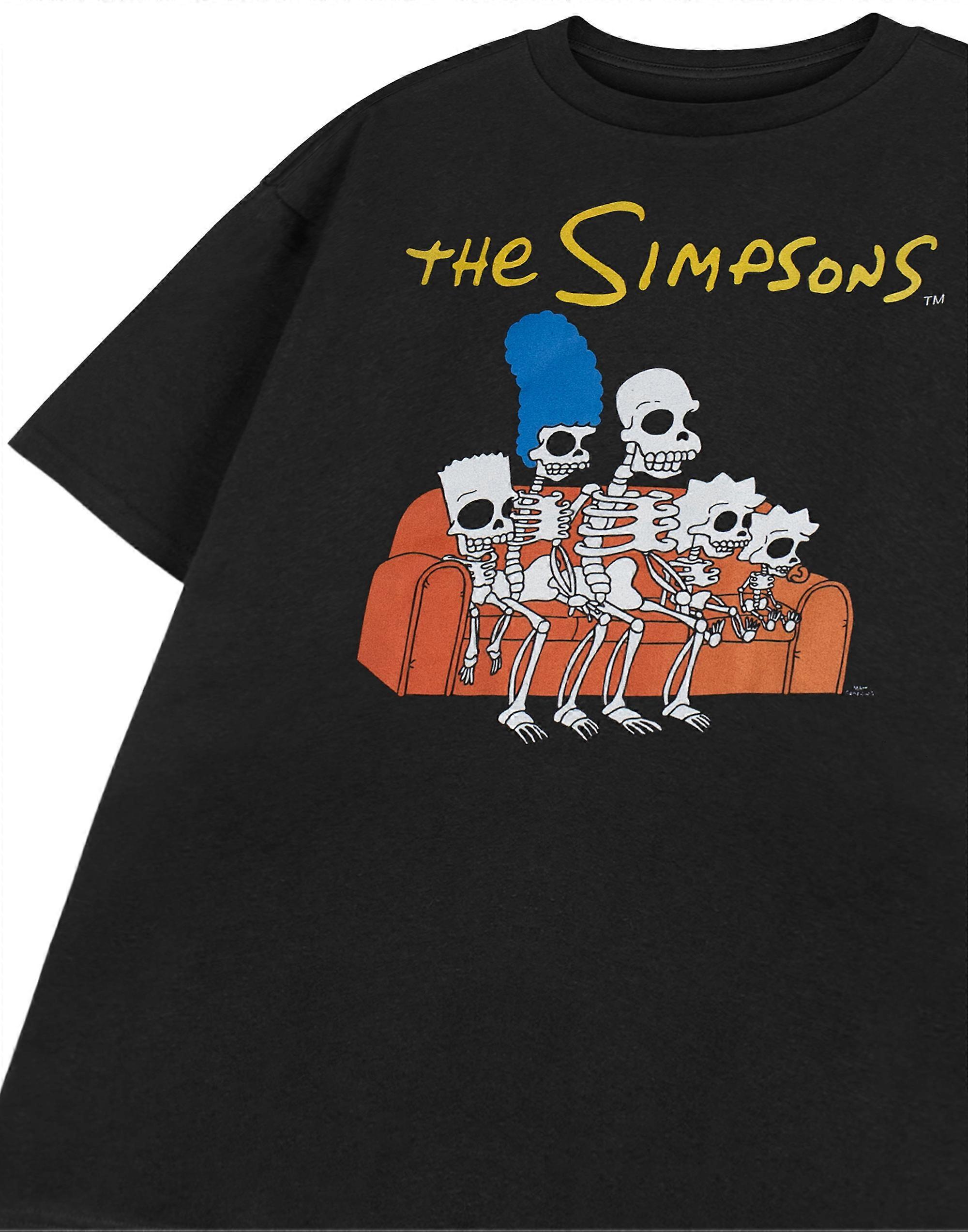 The Simpsons Boys Short Sleeved T-Shirt Black Skeleton Couch | Fruugo IL