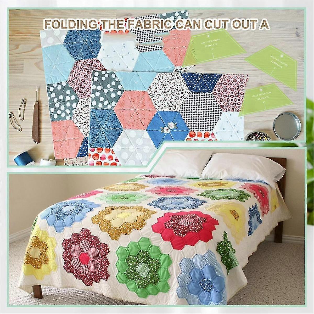 3 Pcs Half Hexagon Quilting Template Acrylic Quilting Template Ruler 8 ...