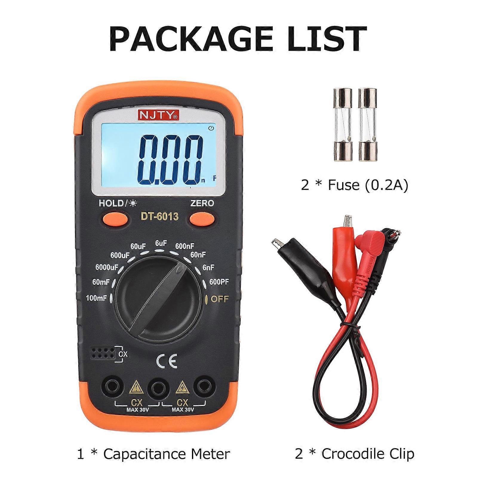 Digital Capacitance Meter with LCD Backlight Display 600pF to 100mF ...