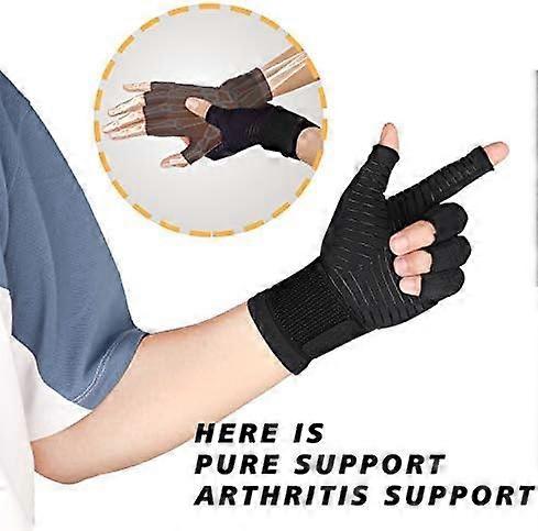 Compression Arthritis Gloves with Strap Best Copper Infused Fingerless ...