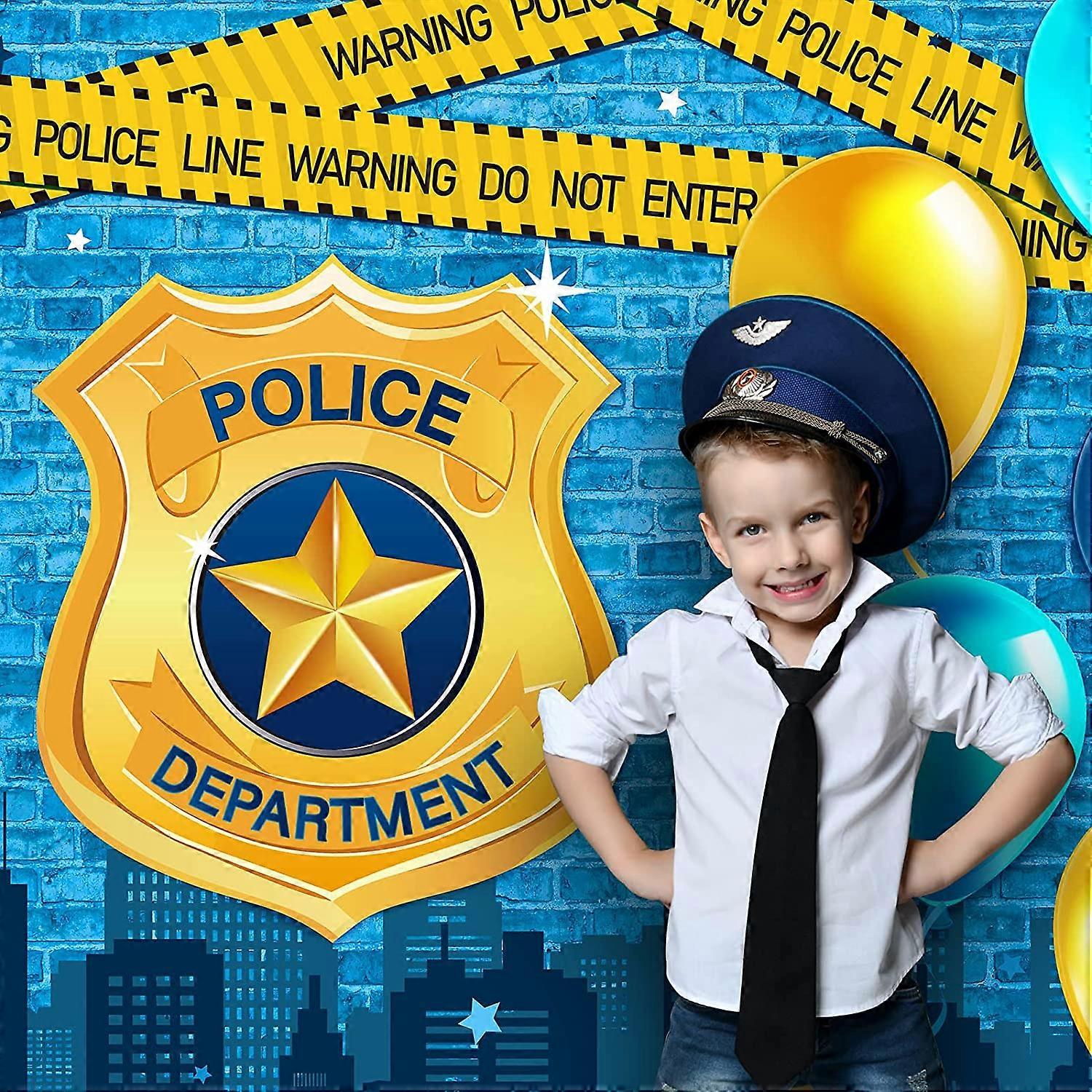 Police Party Photography Banner Police Department Badge Blue Brick Wall ...