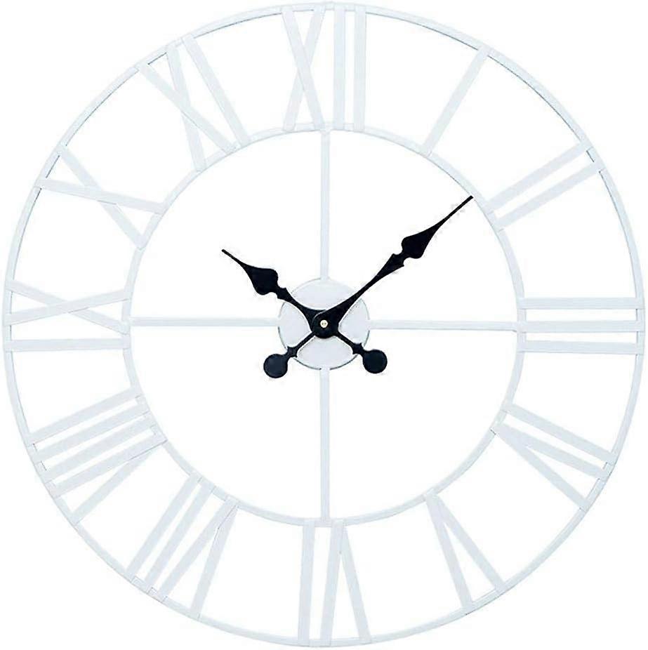 Outdoor Garden Wall Clock Retro Roman Numerals Wrought Iron Art Wall ...