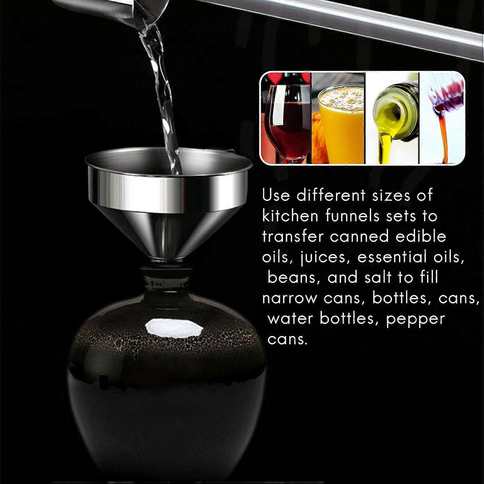 Stainless Steel Funnel Kitchen Set 3 Pack Funnels with 2 Removable ...