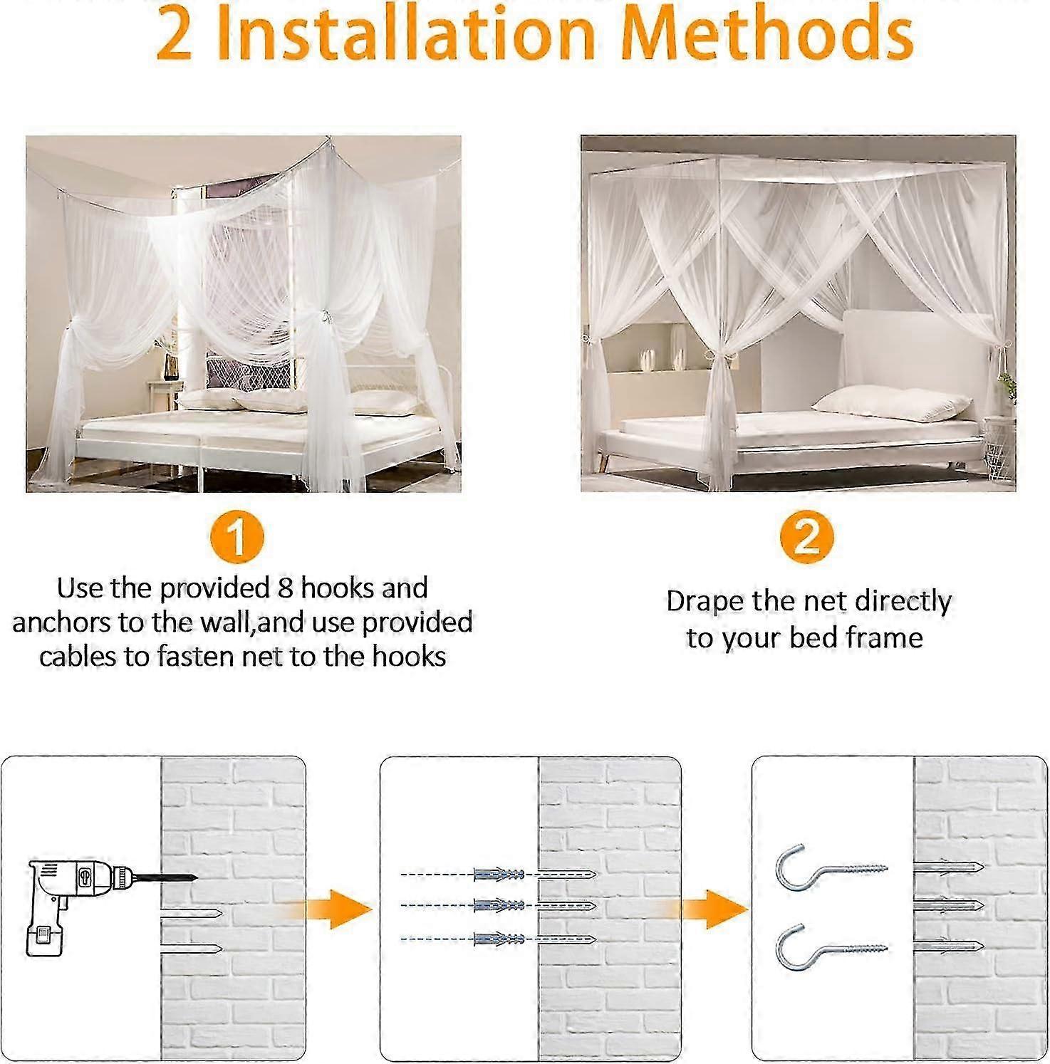 Bed Mosquito Net, Large Four-Door Mosquito Net for Effective Mosquito ...