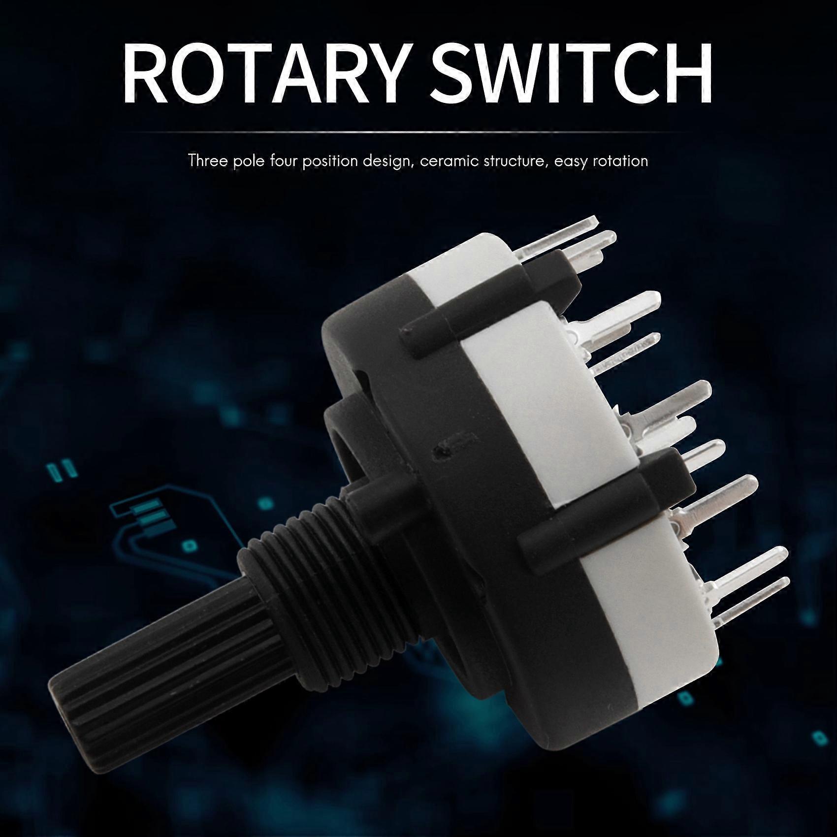 3P4T 3 Pole 4 Position Single Wafer Band Selector Rotary Switch w Knob ...