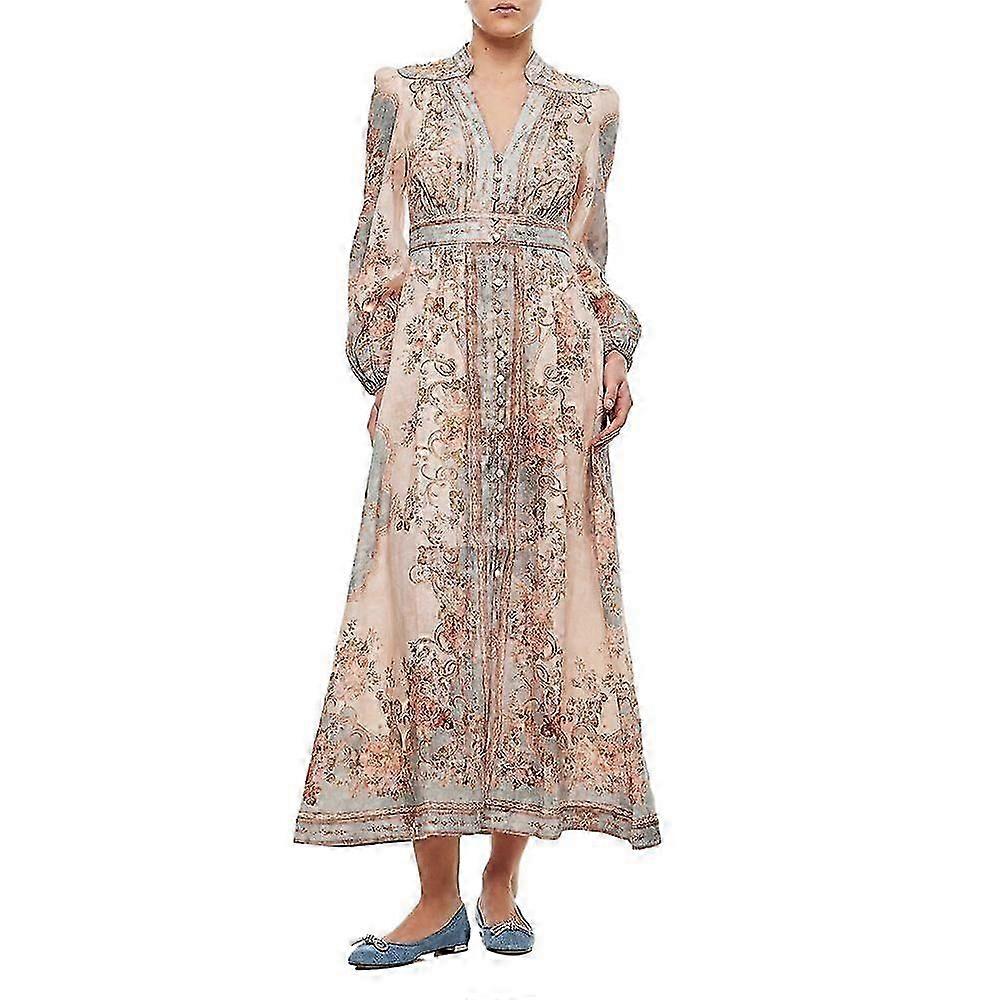 Zim Style AUGUST PLUNGE MIDI LINEN DRESS | Fruugo UK