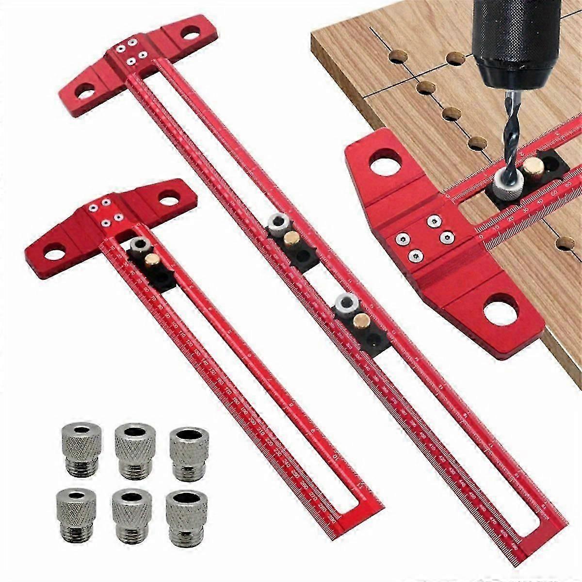 Woodworking 2-In-1 Drilling Positioning Scoring Ruler Scriber T Square ...
