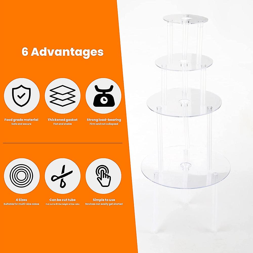 Cake Stand Cake Plate 4 Reusable Cake Supports With 12 Plastic Dowel ...