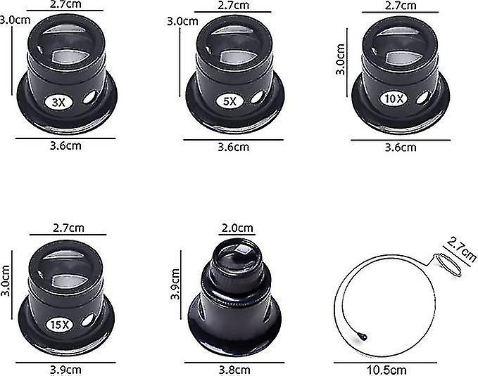 5 Pieces Watchmakers Loupe 3x-20x Jewels Loupe With Magnifying Glass ...