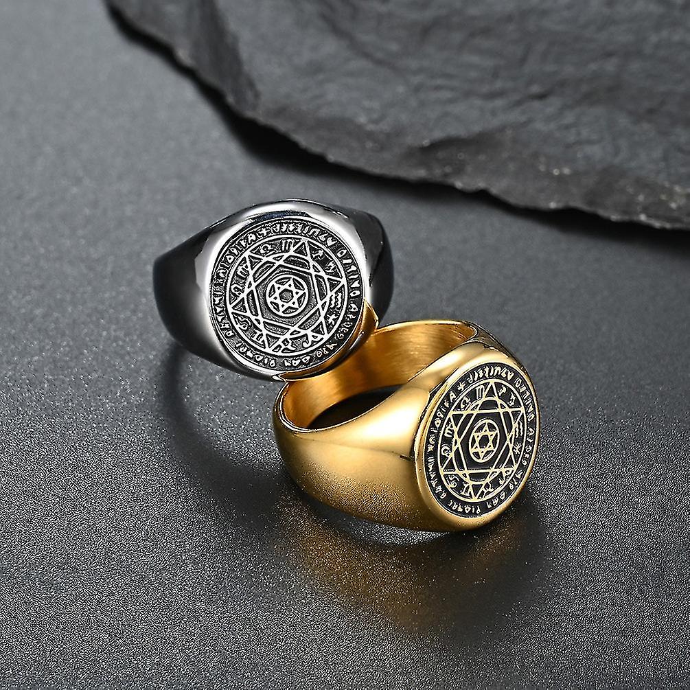 Hexagram The Seal Of The Seven Rings Stainless Steel Solomon Seal Ring ...