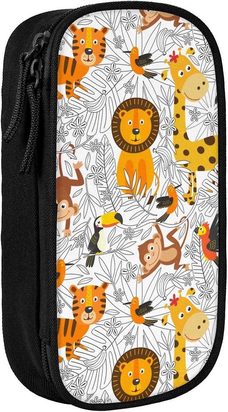 Lion Tiger and Monkey Pencil Case Large Capacity Durable Pencil Pouch ...