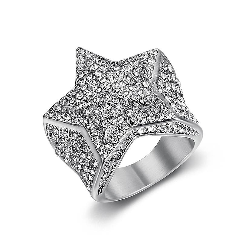 Hip Hop Bling Iced Out Stainless Steel Star Rings For Men Rapper ...
