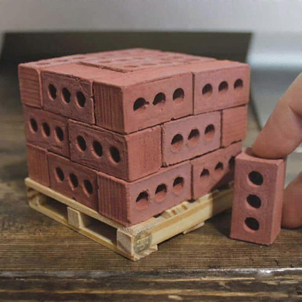 New 56pcs Mini Cement Cinder Bricks Build Your Own Tiny Wall Mini Red ...