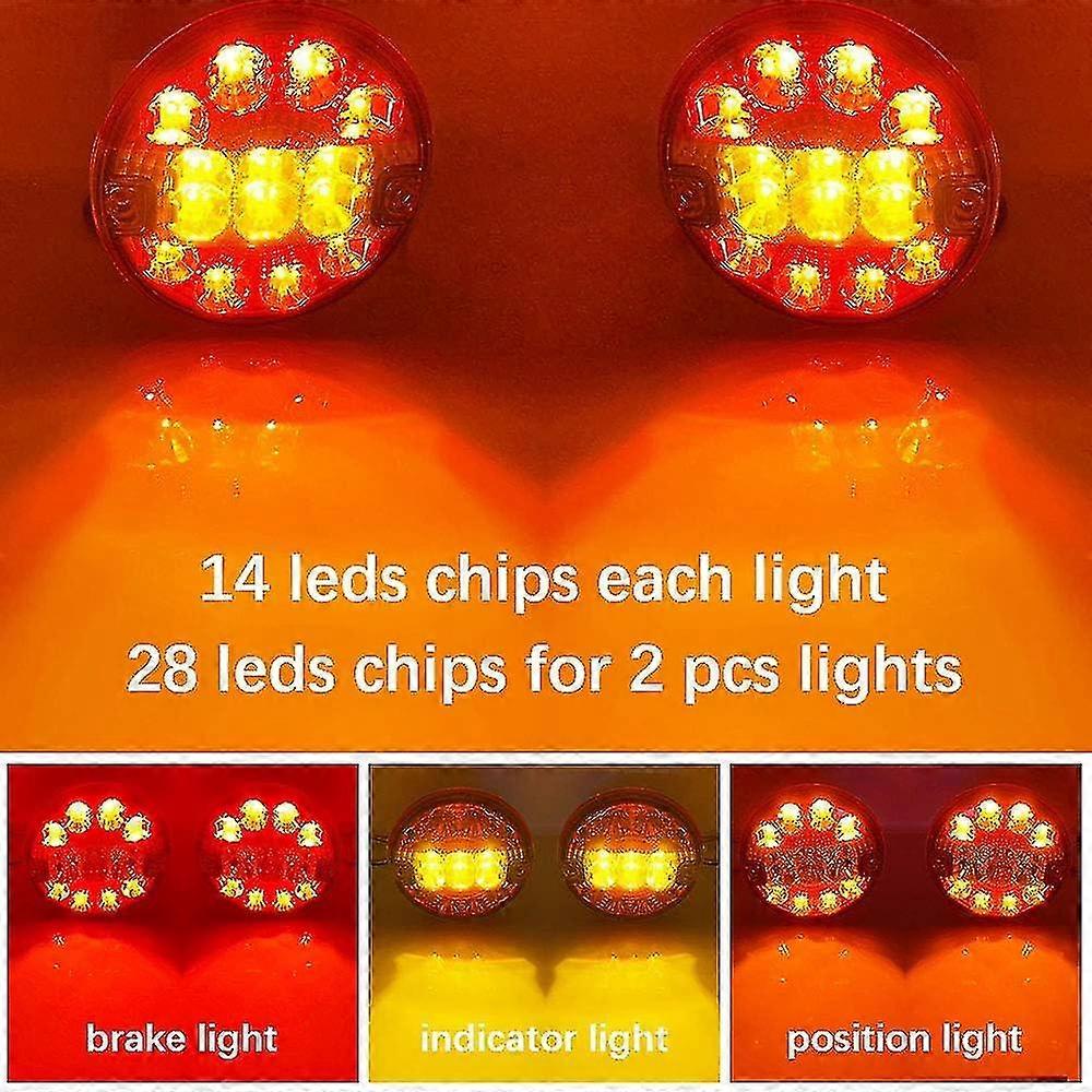 2pcs 12/24v Led Round Light Trailer Tail Light Hamburg Lighting For ...