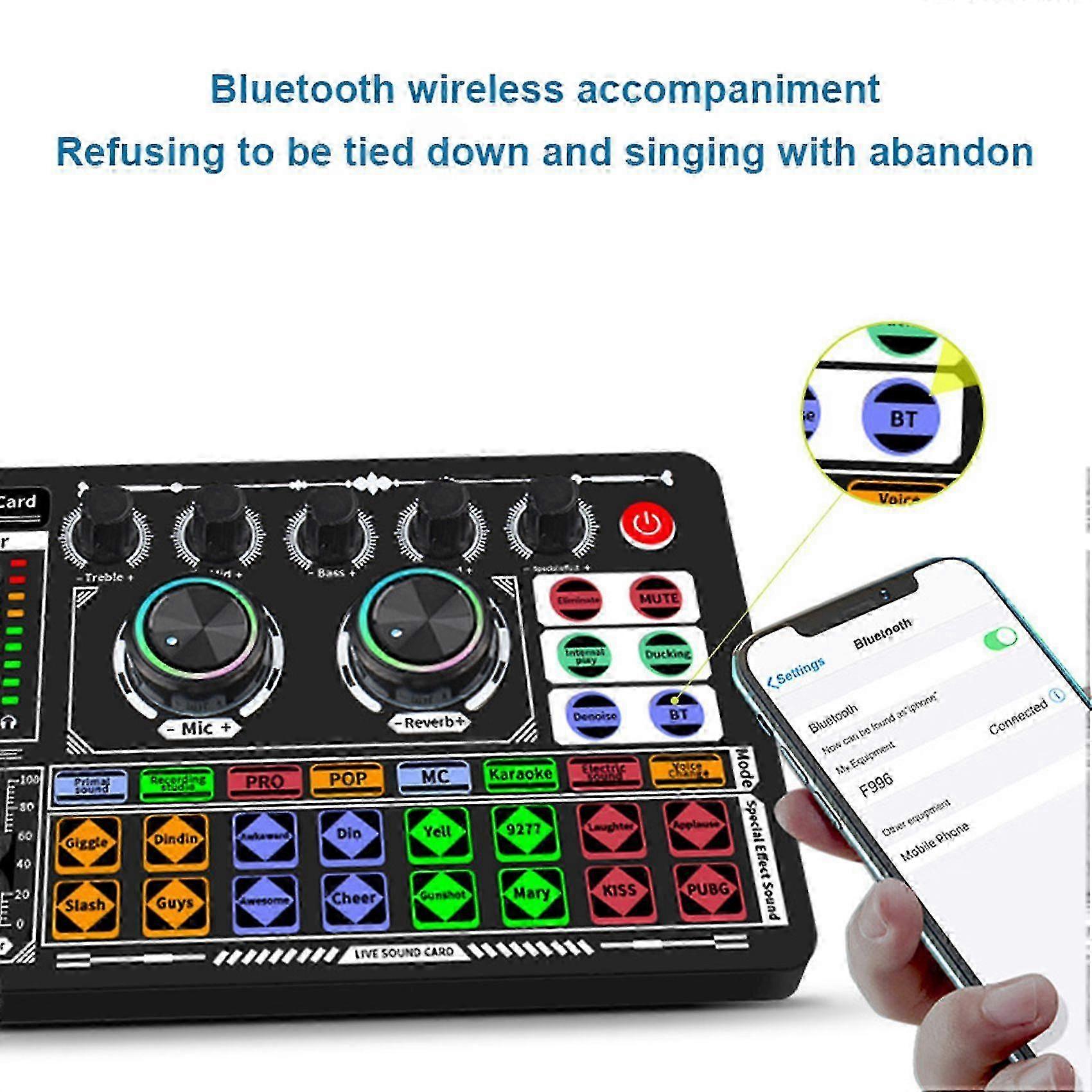 F999 Sound Card Audio Mixer Live Sound Card Voice Changer Mixing ...