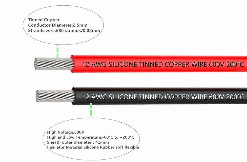 Electrical Wire 12 AWG Silicone Wire 12 Gauge Hook Up wire Cables 3 m Black And 3 m Red Soft and ...