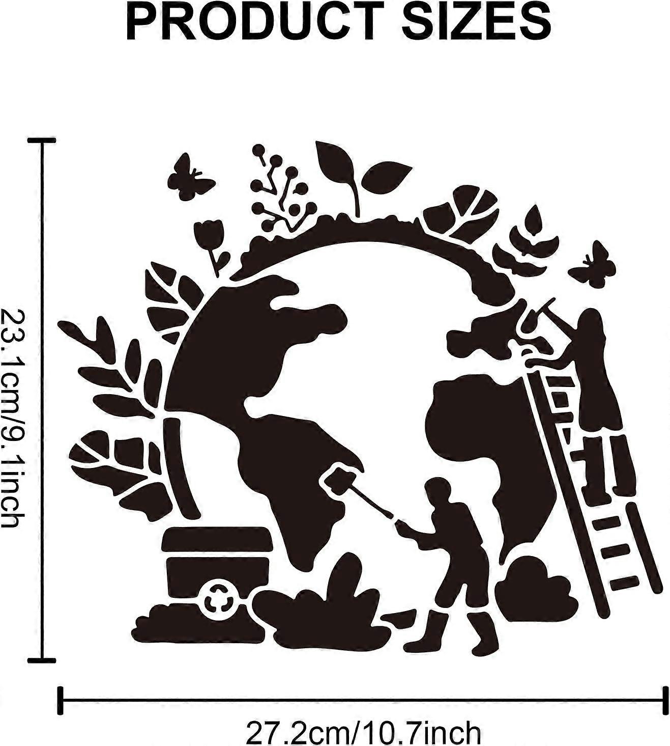 Earth Stencil Globe Stencil Environment Protection Flowers Plants ...