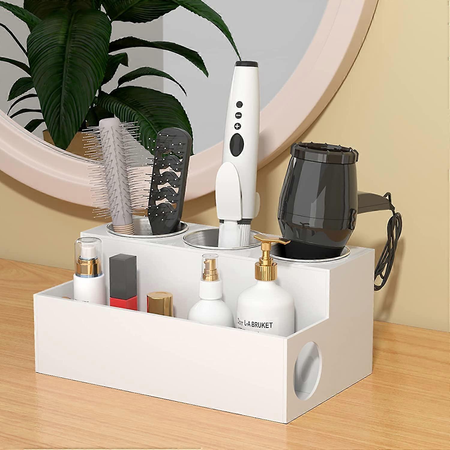 Hair Dryer Holder Hair Tools Organizer, White Acrylic Hair Dryer and ...