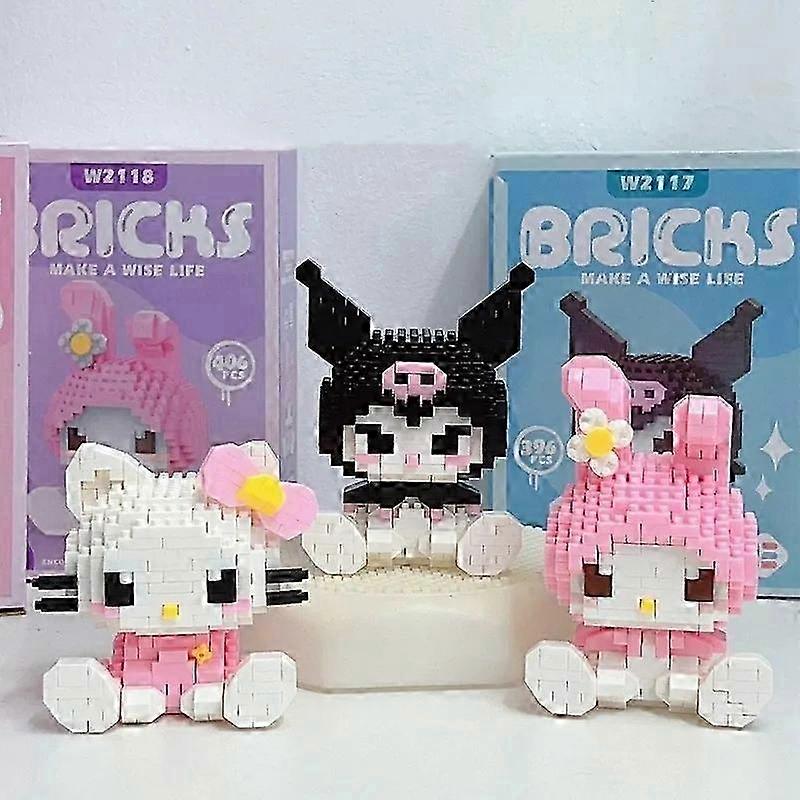 "Hello Kitty Building Block Sanrio Anime Figure Kuromi Assembled Toys ...