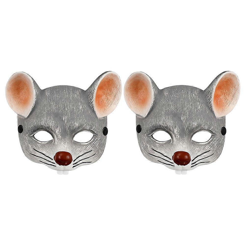 2pcs 3D PU Foam Rat Mask Realistic Mouse Costume Animal Half Face Mask ...