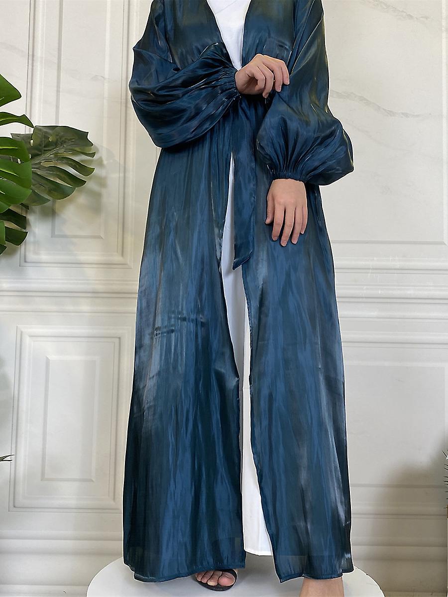 Eid Djellaba Turkey Abayas For Women Dubai Modest Robe Muslim Woman Dress Shiny Silk Puff Sleeve ...