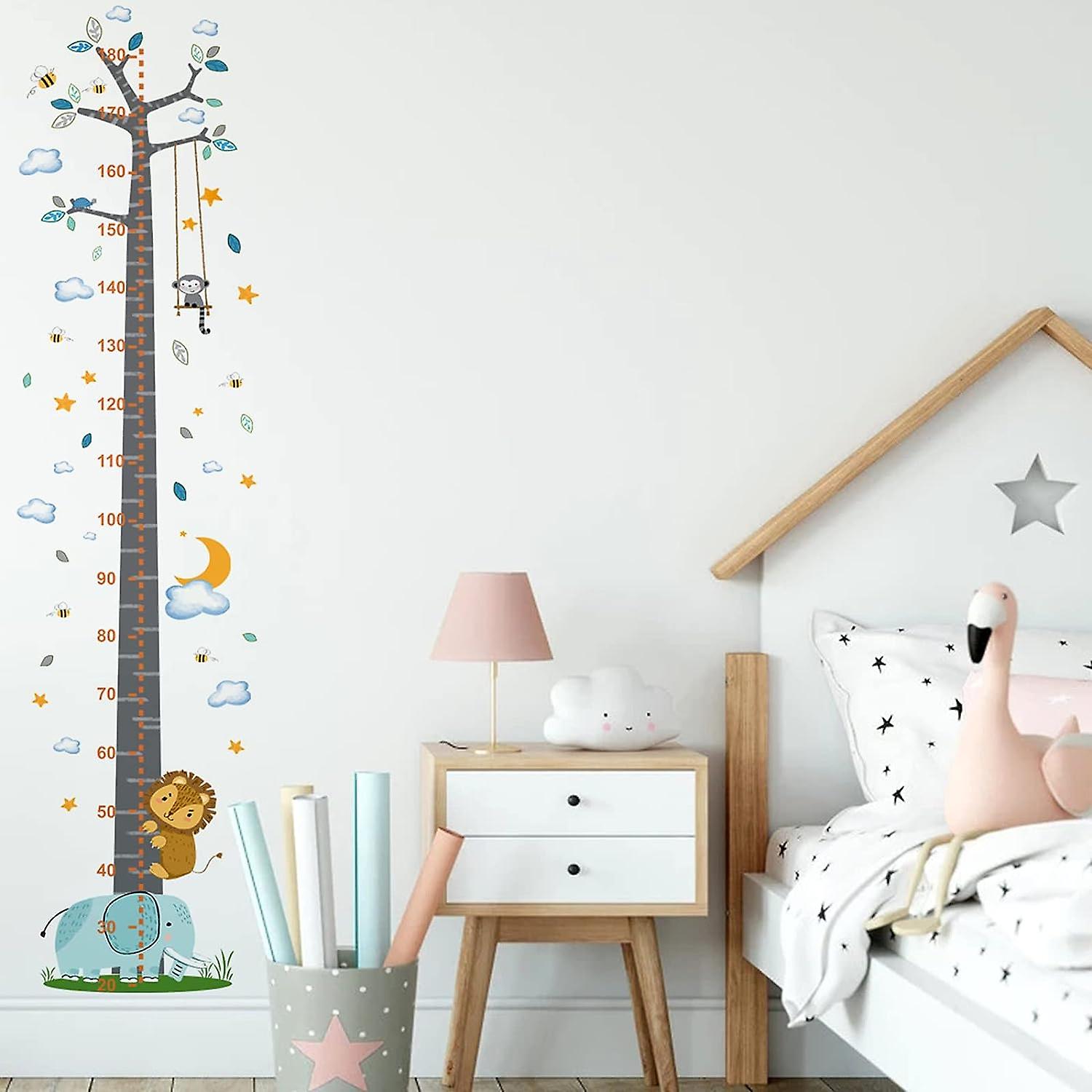 Height Measurement Growth Chart Wall Stickers, Cartoon Animals Monkey ...