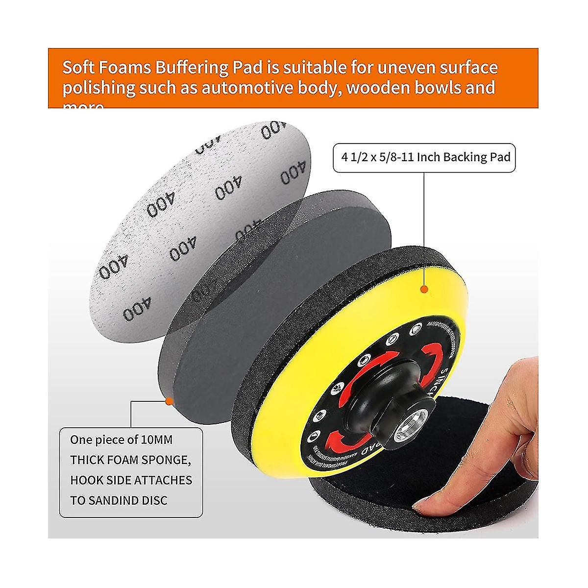 5 Inch Upgraded And Loop Backing Pad With 80pcs Sanding Discs, Grinder ...