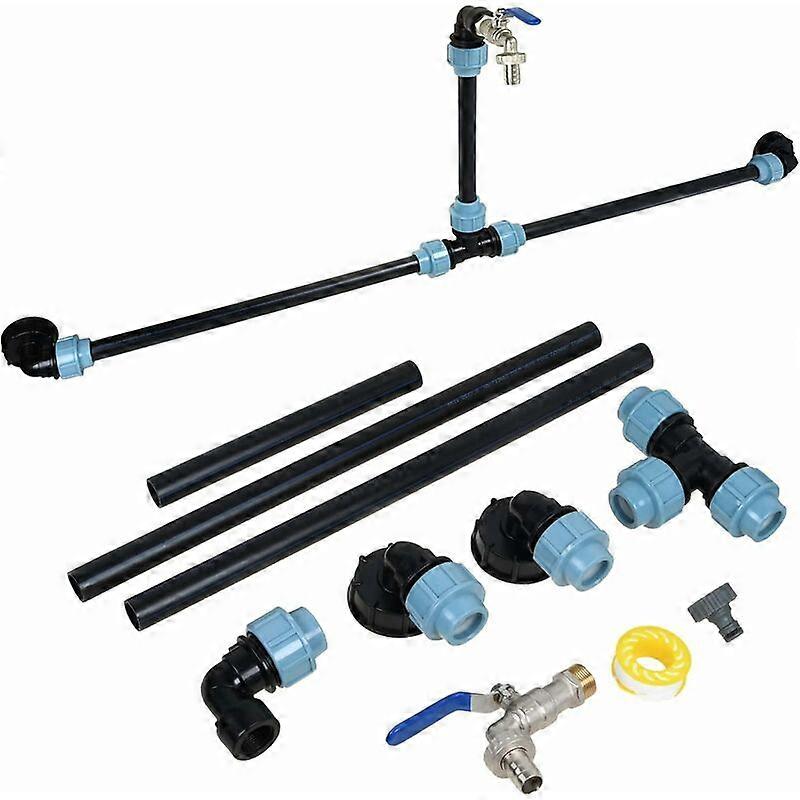 IBC connection kit - IBC adapter - For 2 IBC tanks side by side / rain ...