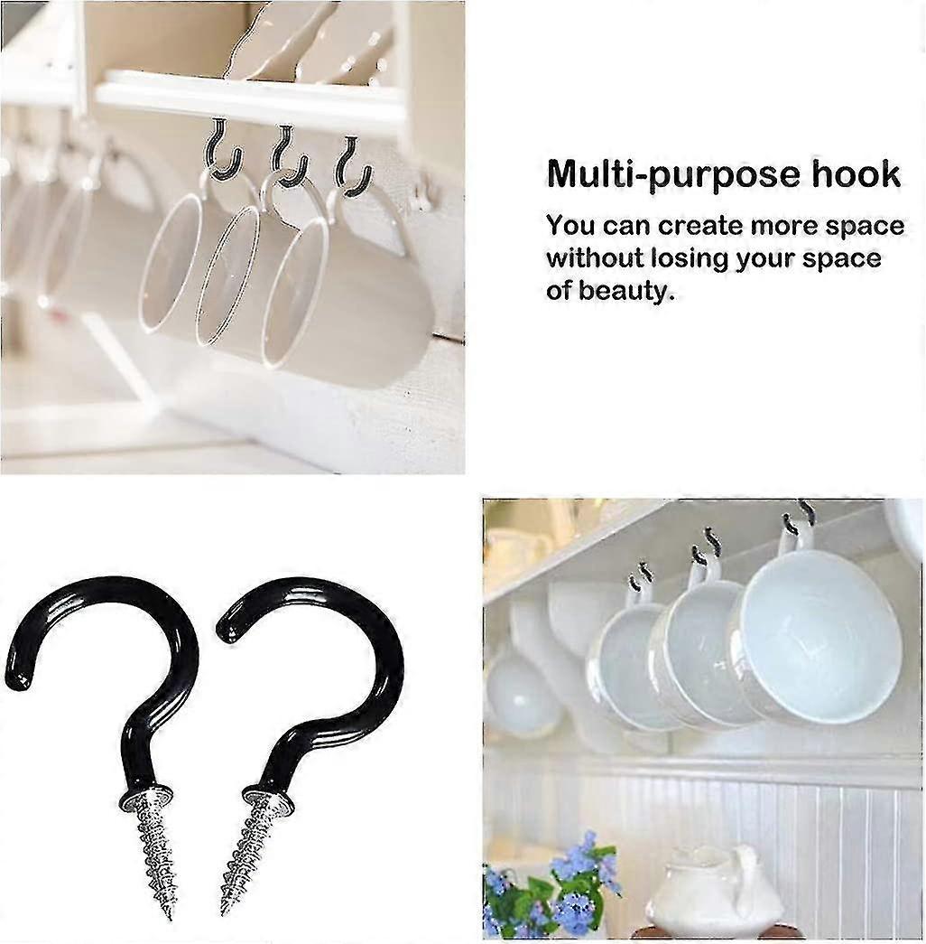 Pack Of 70 Screw Hooks, Vinyl Coated Cup Hooks, Ceiling Hooks For ...