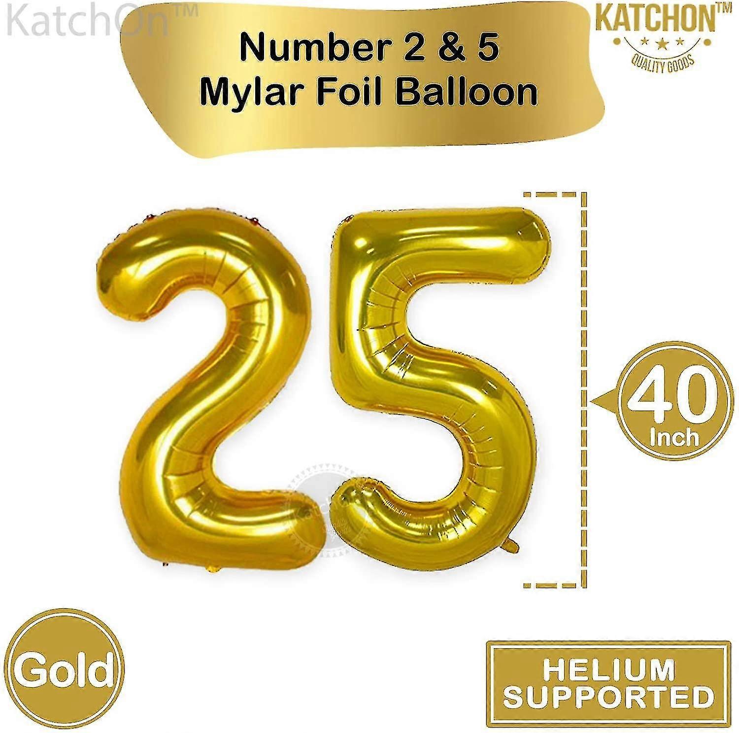 Big 40 Inch Gold 25 Ballooumbers Large Gold 25 Balloons With Confetti ...