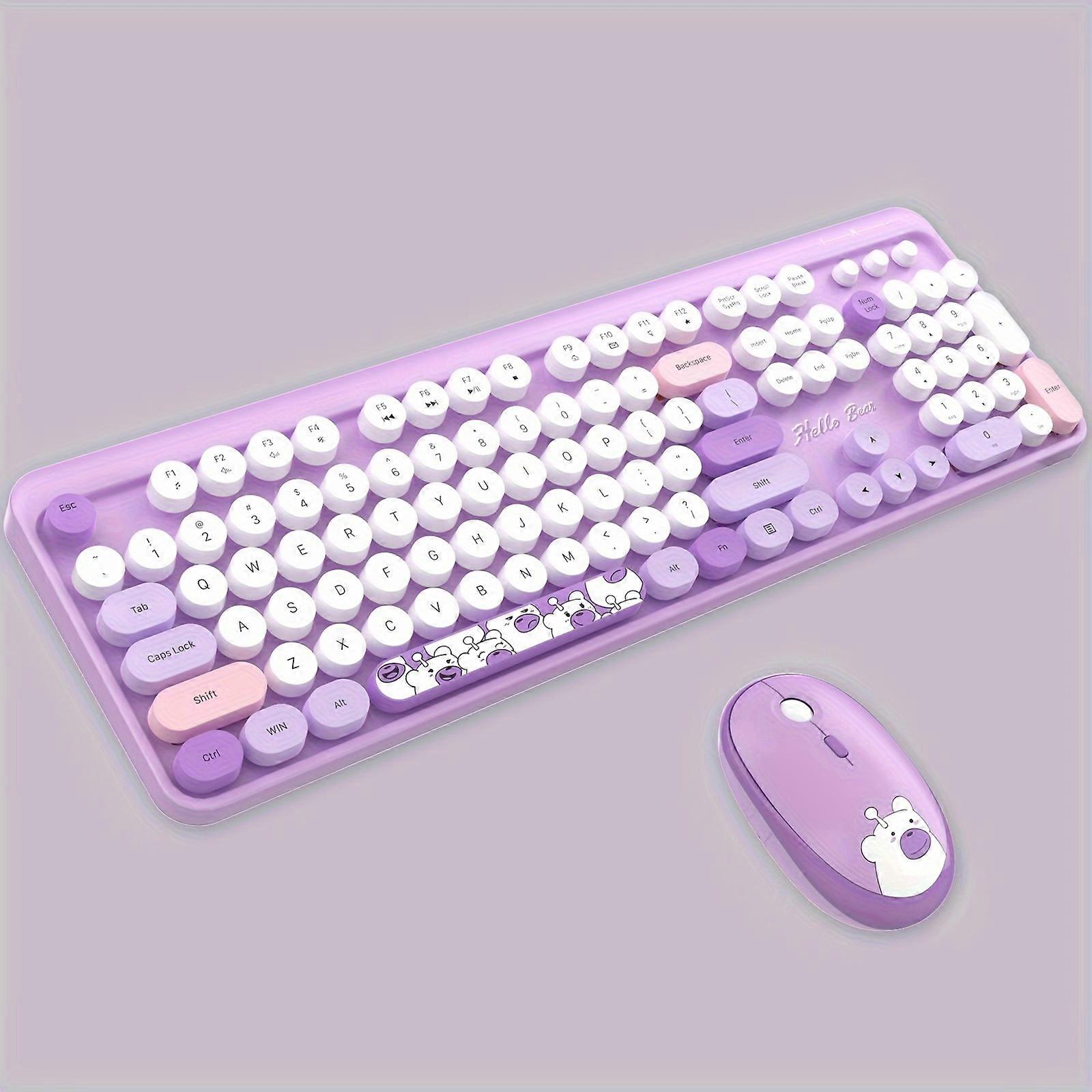 Retro Wireless Keyboard and Mouse Combo - Full Size Typewriter Style ...