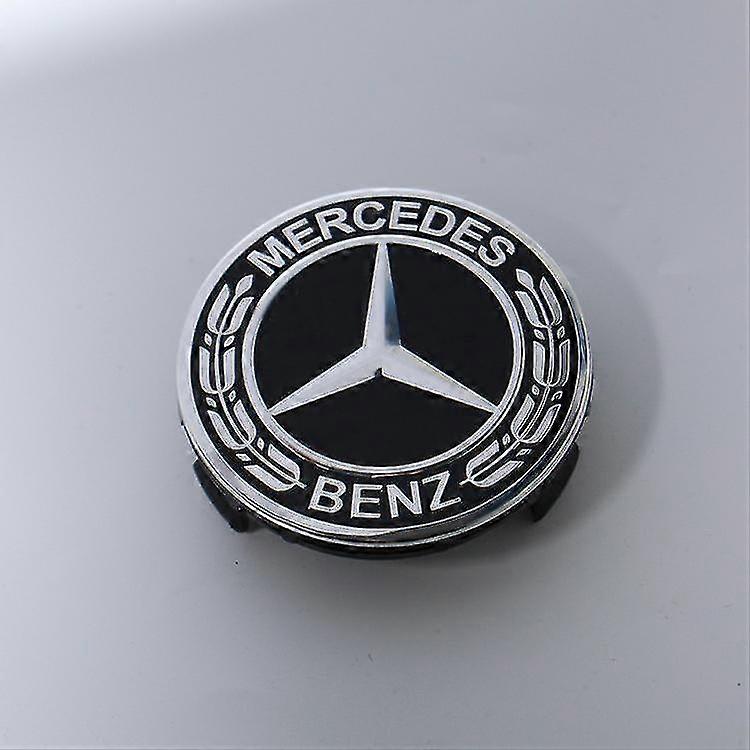 75mm Mercedes-Benz Wheel Center Caps, Black, 4pcs - Wheat Spike Hub ...