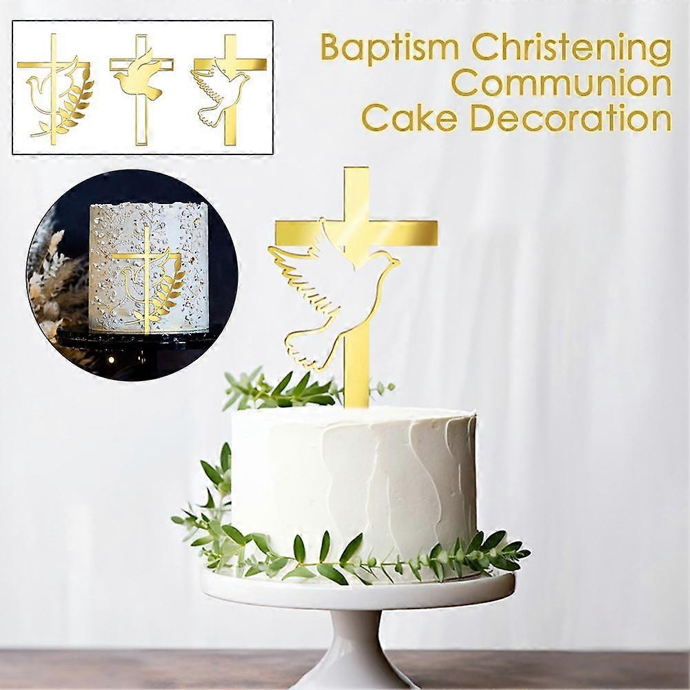 Acrylic Cake Topper Dove Cross Cake Toppers Baptism Cake Decorations ...