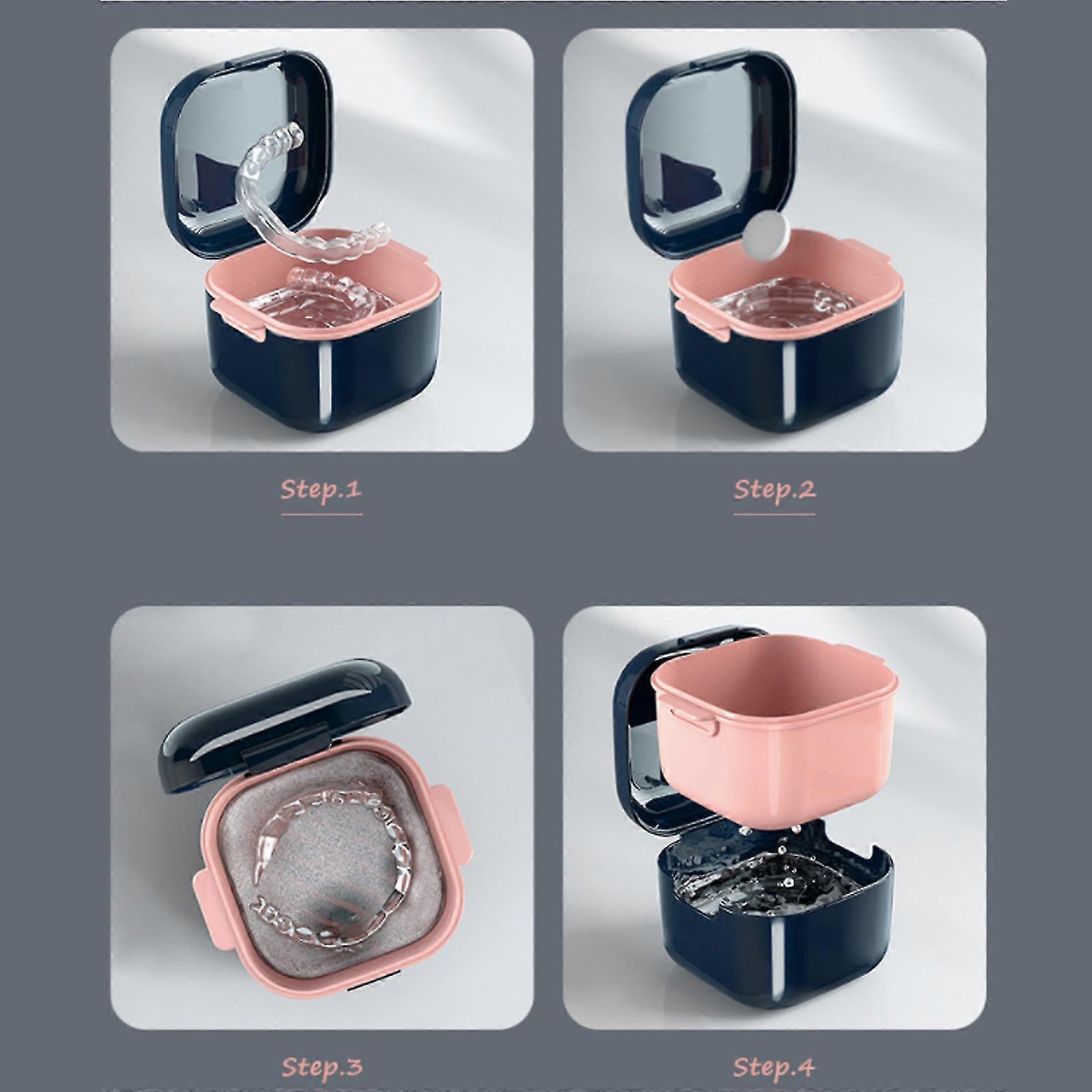 Denture Box With Strainer, Portable False Teeth Container, Hygienic ...