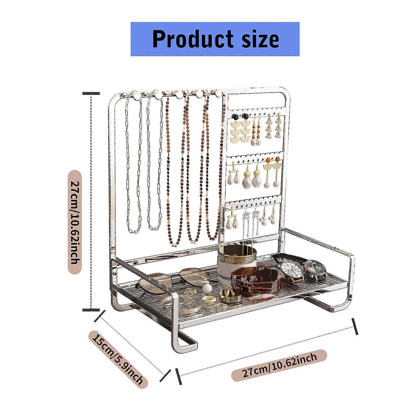 Elegant Metal Jewelry Stand with Tray Stylish Jewelry Stand Organizers ...