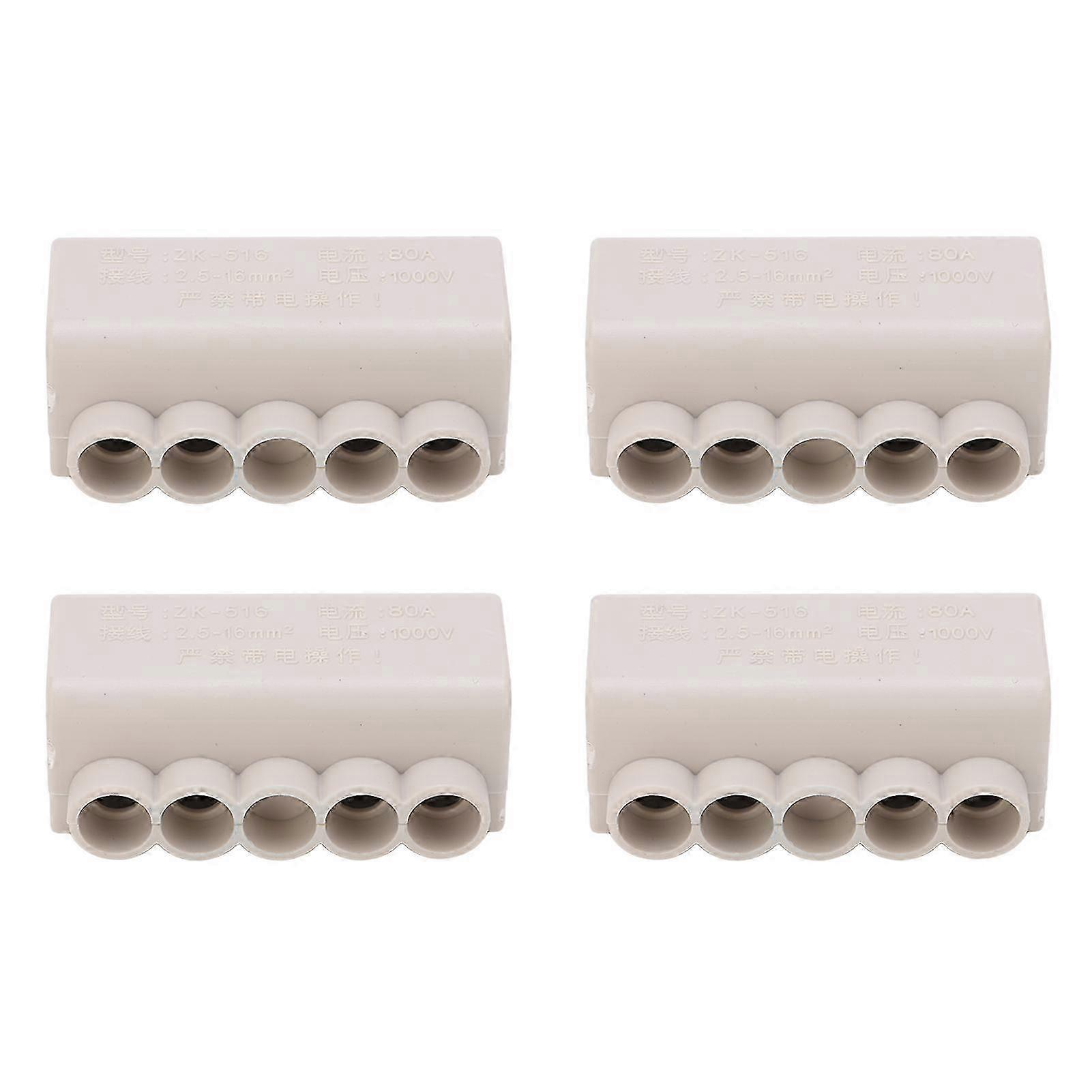 4pcs 1 to 5 Splitter Wire Connector 1000V 80A Brass Conductor High ...