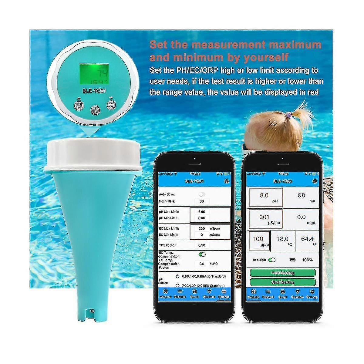 6 in 1 Water Quality Detector Smart Online Bluetooth Water Chlorine ...