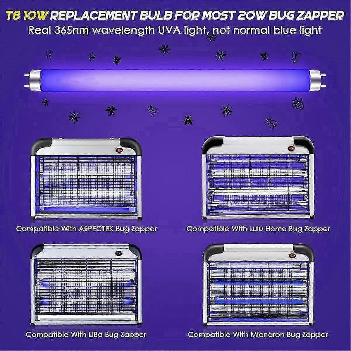 4 Pack 10W Bug Zapper Replacement Bulbs for 20W Indoor Insect Zapper ...