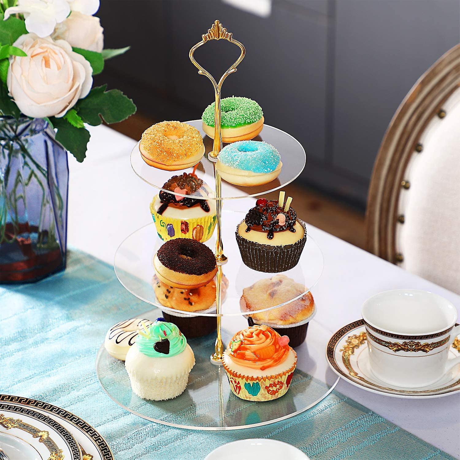 3 Tier Acryl Ronde Clear Cupcake Stand Dessert Tower Stand Cookies ...